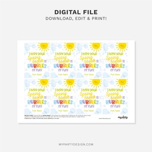 Bubbles of Fun Spring Break Gift Tag, Spring Holiday Bubble Wand Gift ...