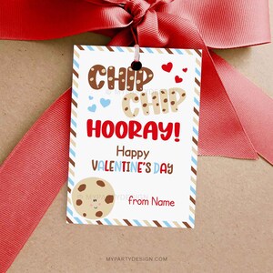 Cookie Valentine's Day Tag, Kids Valentine Cards for Classroom, Chip ...