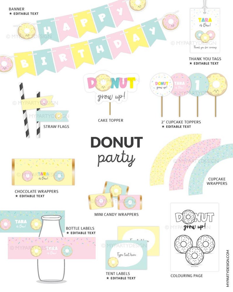 Donut Birthday Decorations Donut Party Pack Sprinkles Decor | Etsy
