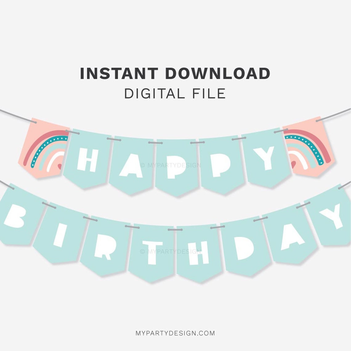 Boho Rainbow Birthday Banner Rainbow Party Bunting Boho - Etsy