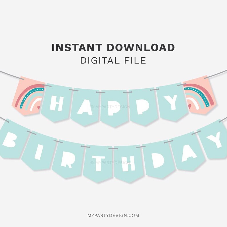 Boho Rainbow Birthday Banner Rainbow Party Bunting Boho - Etsy