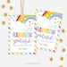 Rainbow Appreciation Tag, Over the Rainbow Grateful Label for Teachers ...