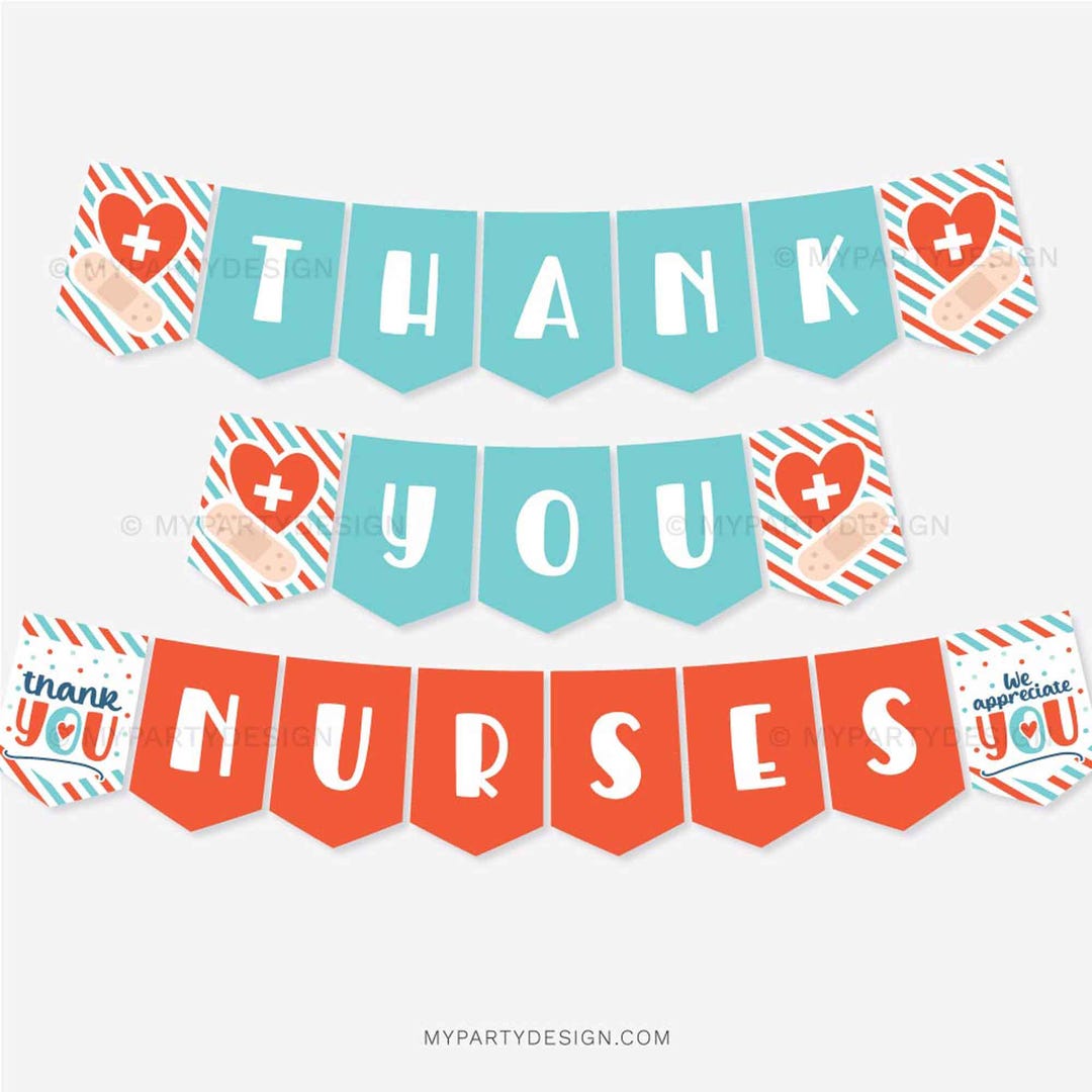 Thank You Nurses Banner, Bunting Decor for Registered Nurse and Medical ...