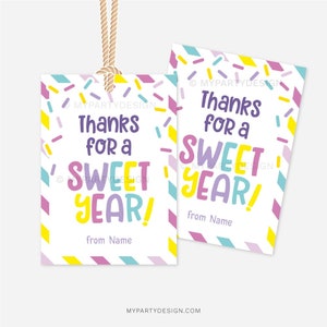 Thanks for a Sweet Year Tag, End of School Summer Gift for Teacher or ...