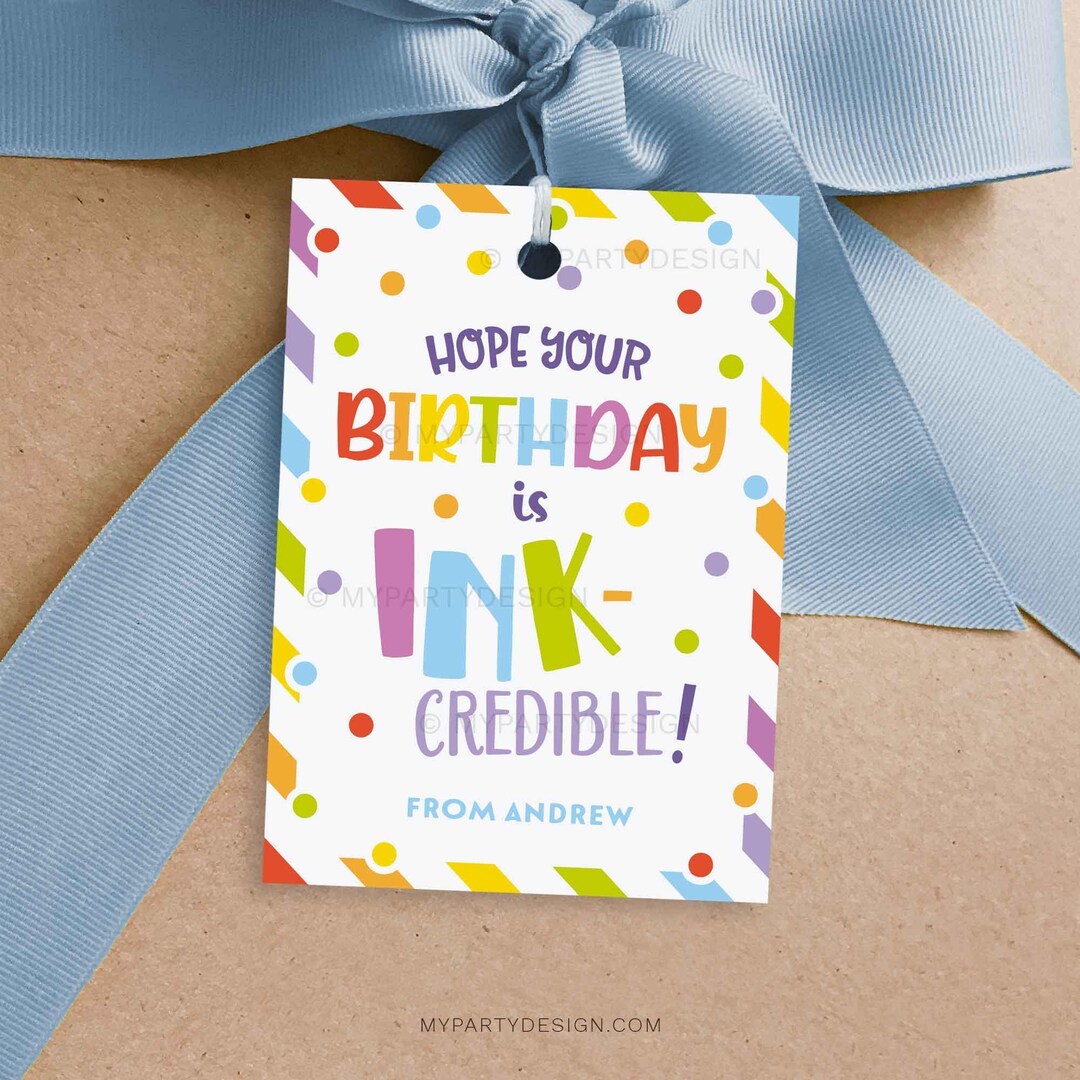 Ink-credible Happy Birthday Gift Tag, Marker Pen Class Gift Label for ...