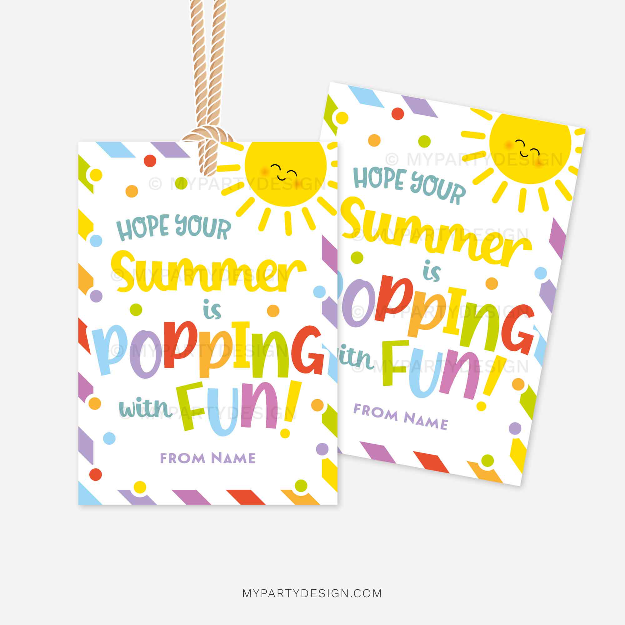 Summer Popping With Fun Gift Tag, End of School Popcorn or Pop Toy Gift ...
