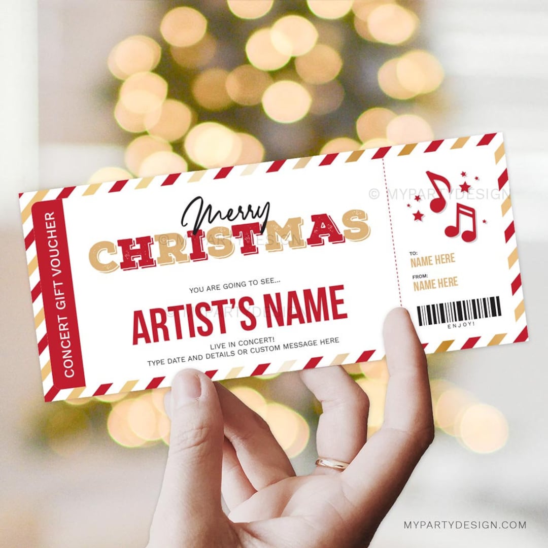 Christmas Concert Gift Voucher, Concert Ticket Template, Artist Music ...