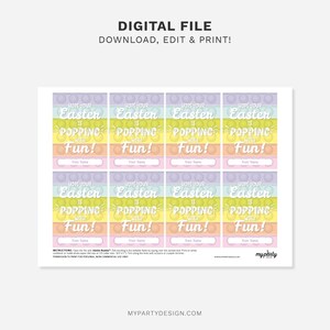 Easter Popping With Fun Tag, Happy Easter Favor Gift Tags, Pop Fidget ...