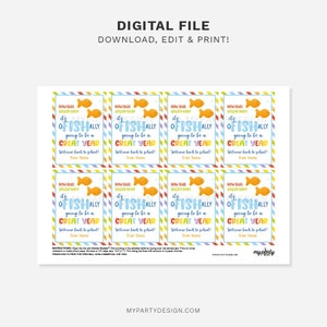 Ofishally a Great Year Tag, Back to School Fish Crackers Snack Labels ...