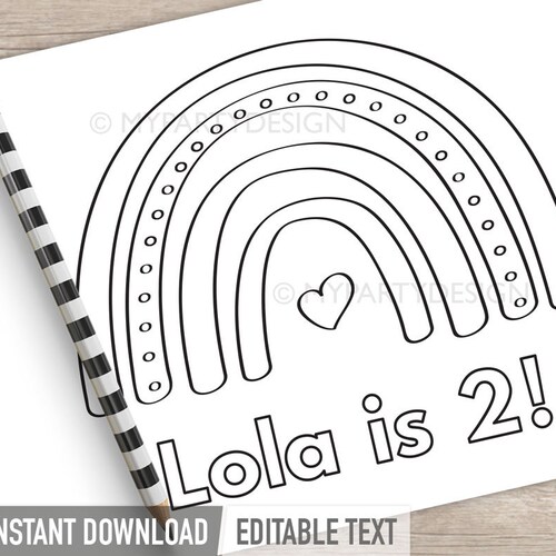 Boho Rainbow Party Coloring Page Rainbow Party Activity Kids - Etsy