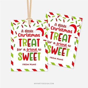 Christmas Treat for a Friend so Sweet Gift Tag, Holiday Class Gifts for ...