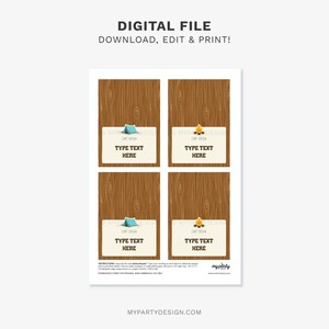 Camping Food Labels, Camp Party Place Cards, Boy Campout Sleepover ...