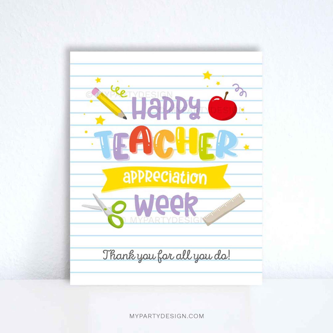 Teacher Appreciation Week Sign, Thank You Print for Teachers, School ...