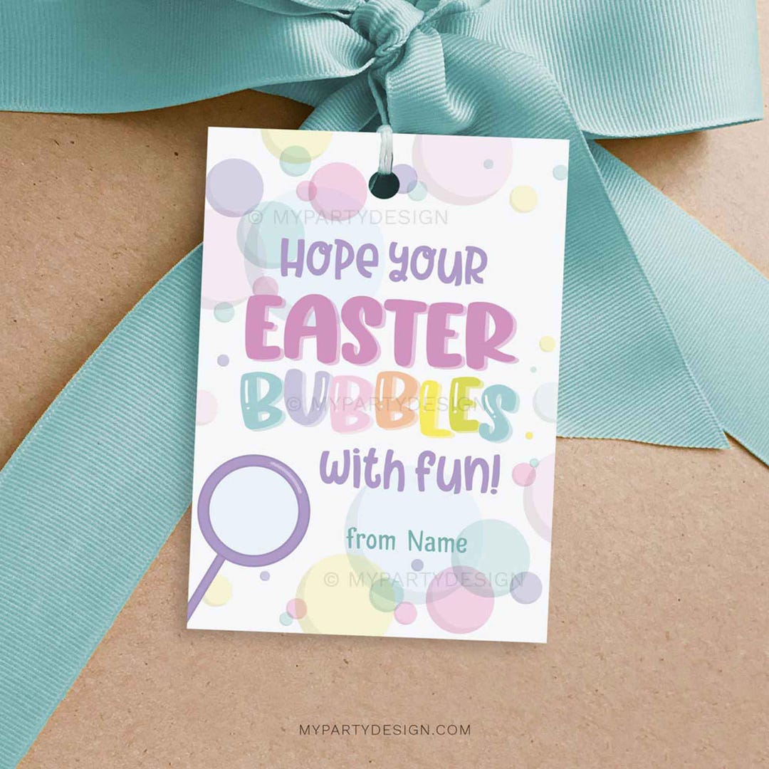 Easter Bubbles With Fun Tag, Bubbles Easter Label for Kids School ...