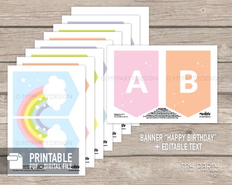 Rainbow Birthday Banner Pastel Rainbow Birthday Party | Etsy
