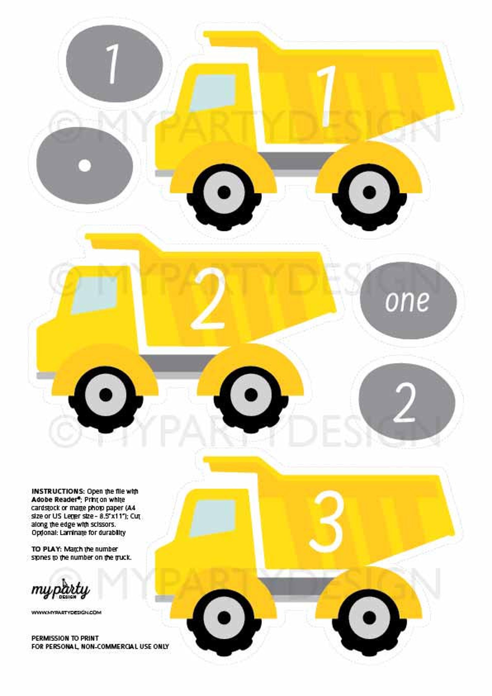 Printable Counting Game Truck Learn to Count Activity for - Etsy