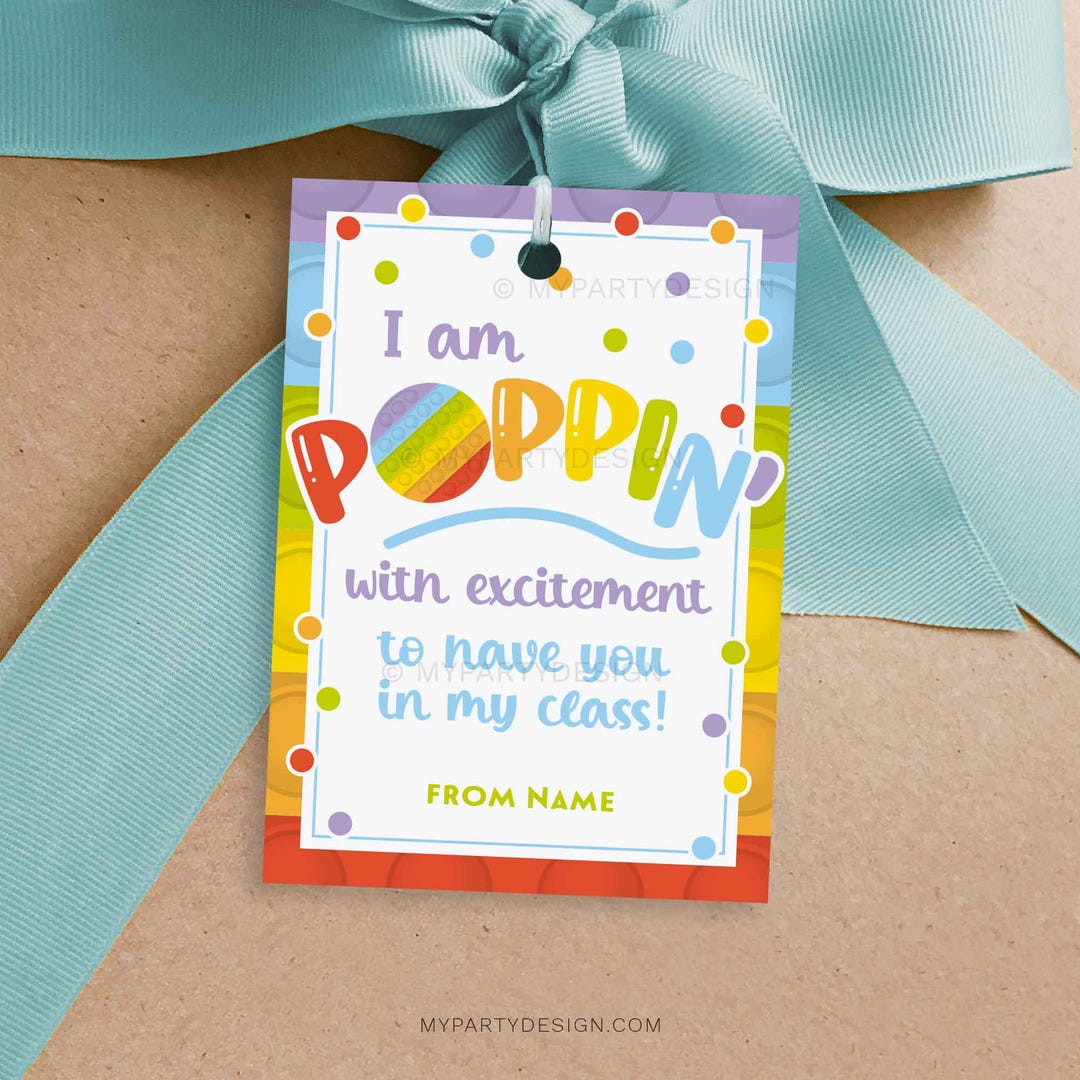 Poppin With Excitement Tag, Pop Back to School Gift Tags, Pop Fidget ...