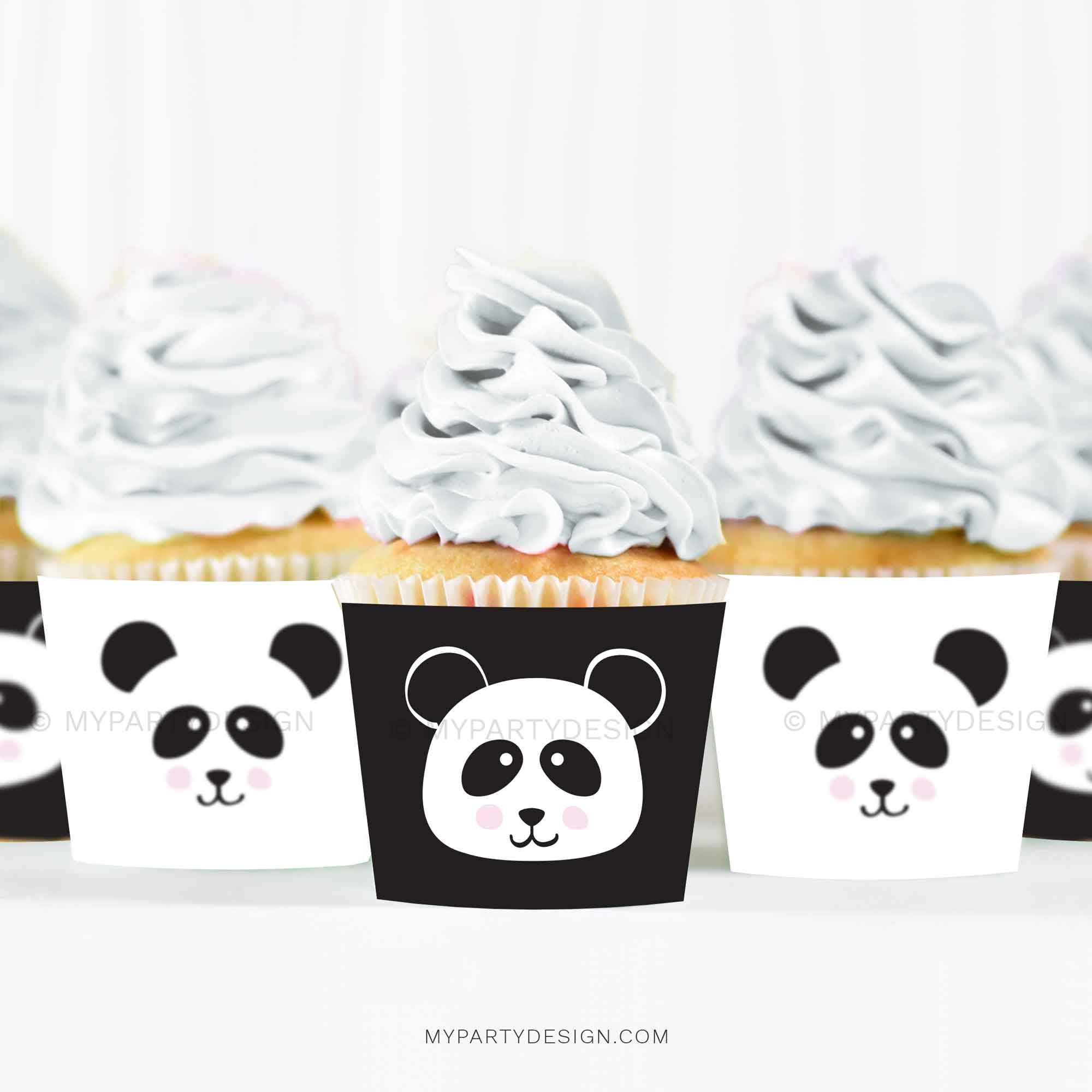 Panda Cupcake Wrappers, Panda Birthday Party Cupcakes Holders for Kids ...