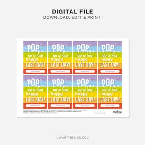 Pop Fidget Last Day of School Gift Tag, Poppin by to Say Happy Last Day ...