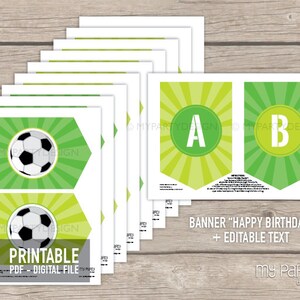 Soccer Birthday Banner, Soccer Party Bunting, Football Party, Sports ...