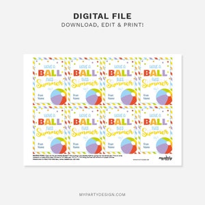 Have a Ball This Summer Tag, End of School Year Gift Label, Teacher ...