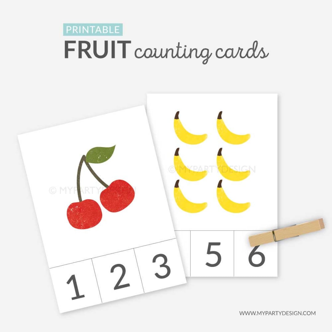 Printable Counting Cards, Fruit Clip Cards, Learn the Numbers ...