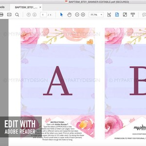 God Bless Banner, Baptism Bunting, Pink Christening, Floral Watercolor ...