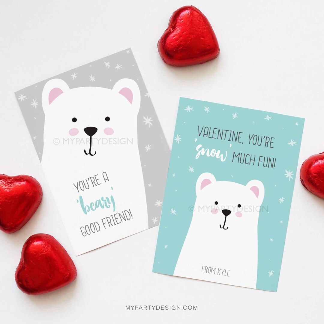 Kids Valentine's Day Cards, Bear Theme, Class Gifts Valentines, Love ...