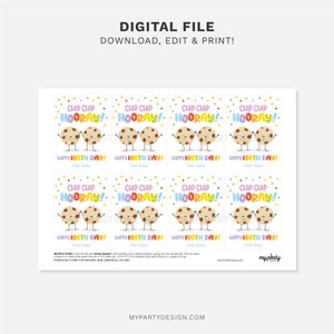 Chip Chip Hooray Happy 100th Day Tag, 100 Days of of School Cookie Gift ...