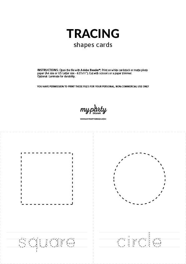 Tracing Shapes Cards Homeschool Printable Activity for | Etsy