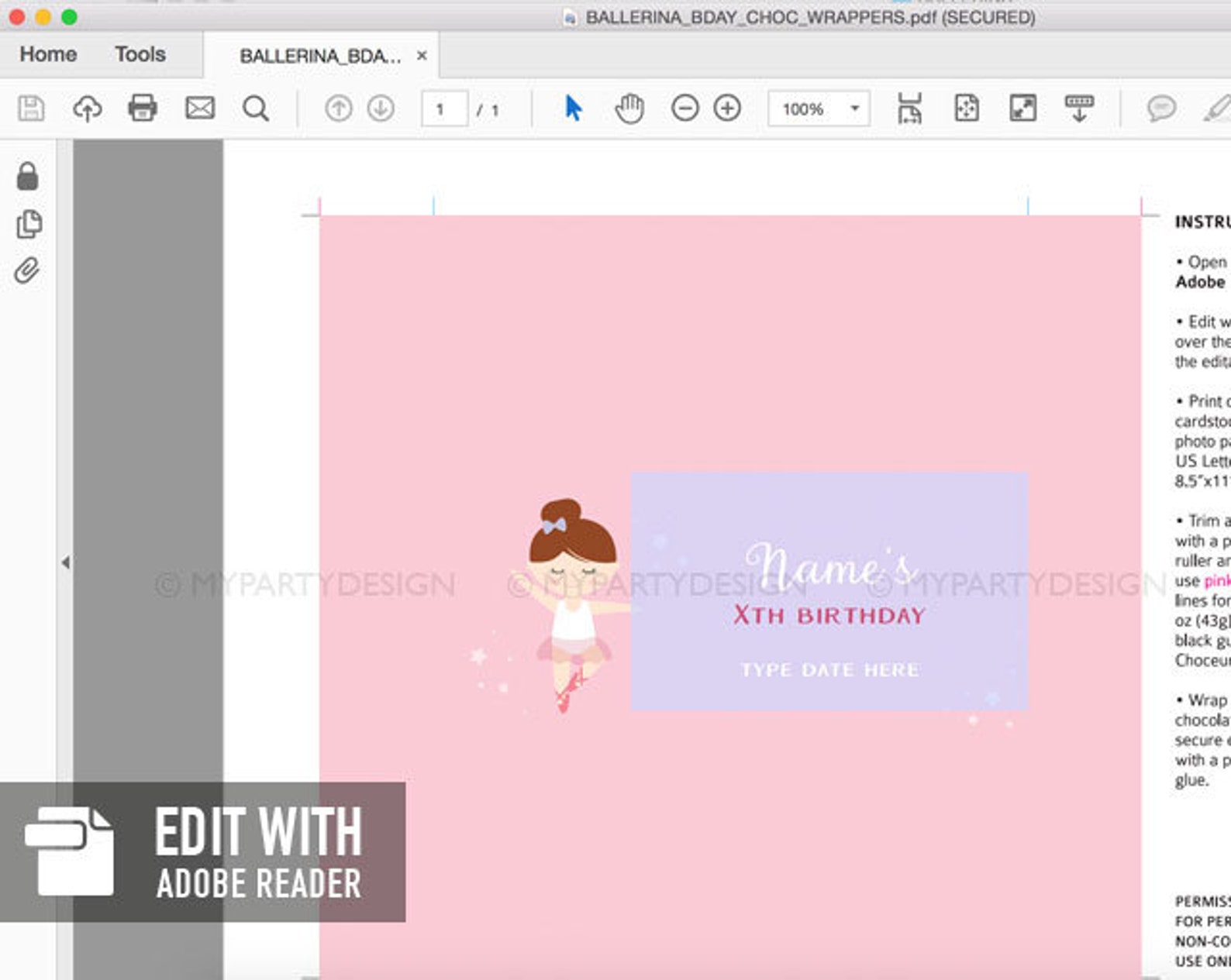 Ballerina Chocolate Wrappers Dance Party Decorations Ballet | Etsy