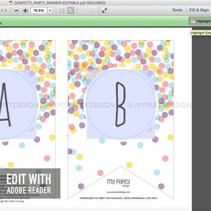 Confetti Banner, Birthday Party Bunting, Printable Sprinkles Party ...