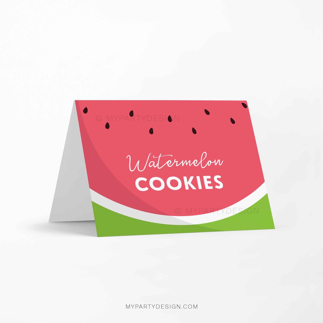 Watermelon Party Tent Labels, One in a Melon First Birthday Food Labels ...
