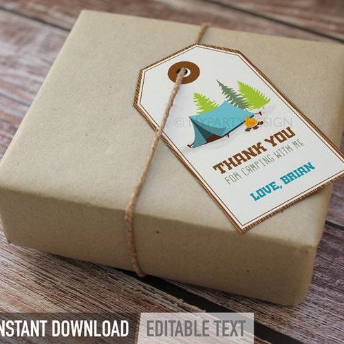 Camping Favor Tags Camp Party Decorations Printable Thank - Etsy