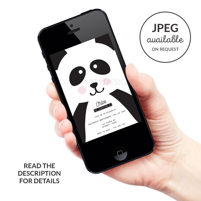 Printable Panda Invitation Panda Birthday Party Invite 1st - Etsy
