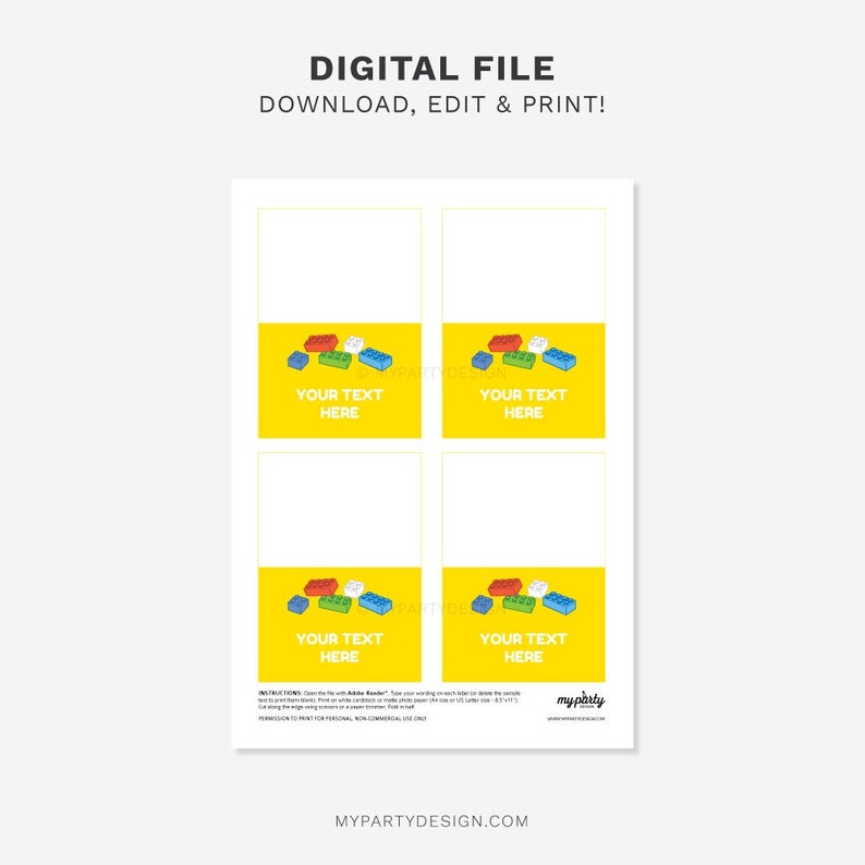 Building Blocks Party Tent Labels, Building Bricks Birthday Food Labels ...