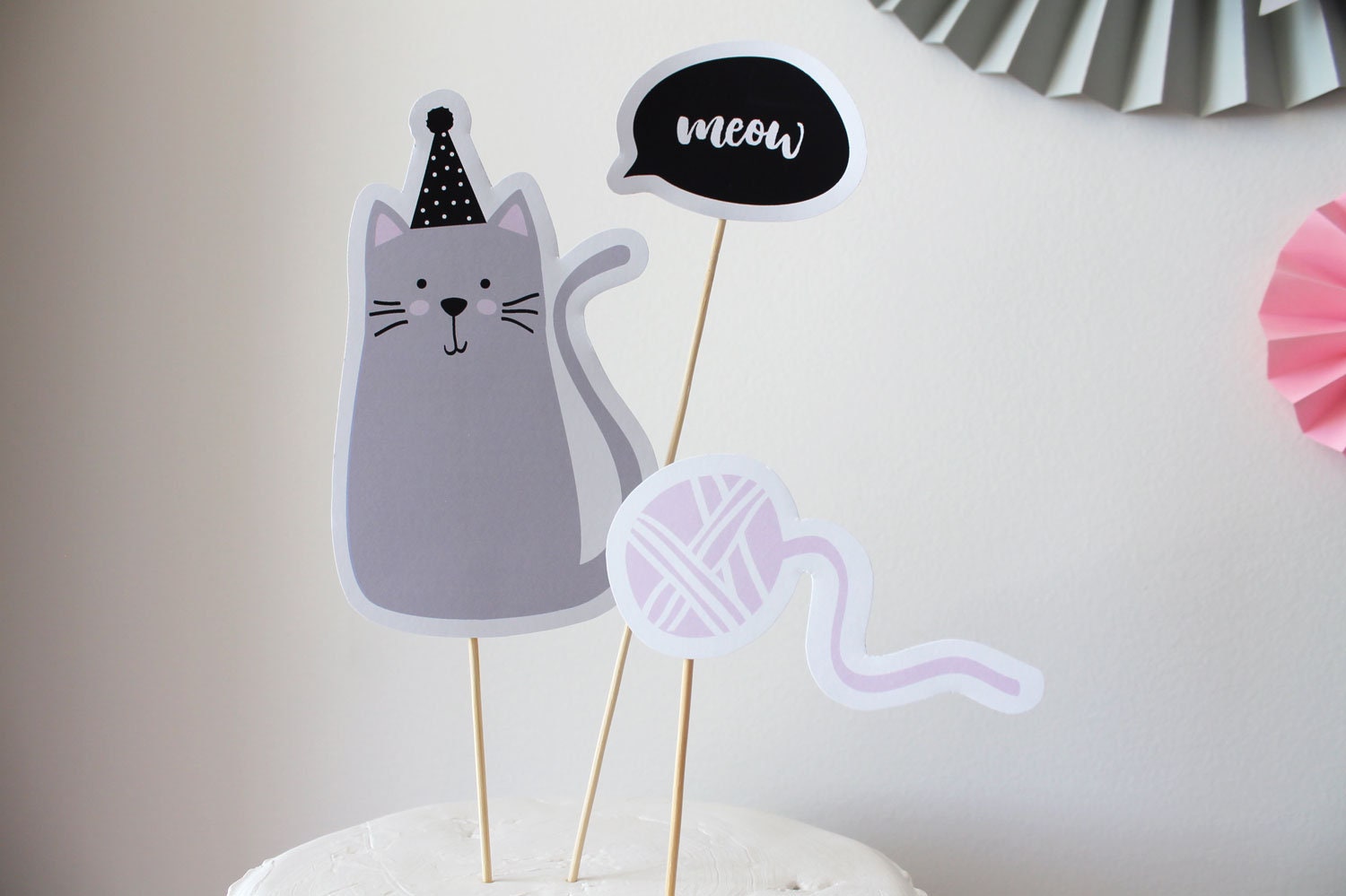 Cat Cake Topper Kitty Cat Birthday Party Printables INSTANT | Etsy