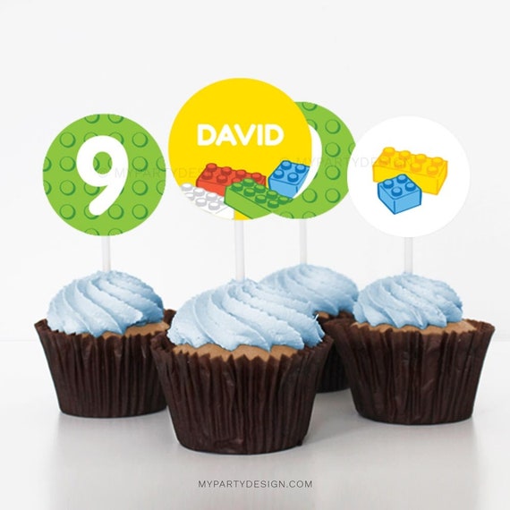 Building Blocks Party Cupcake Toppers, Unisex Birthday Printables ...