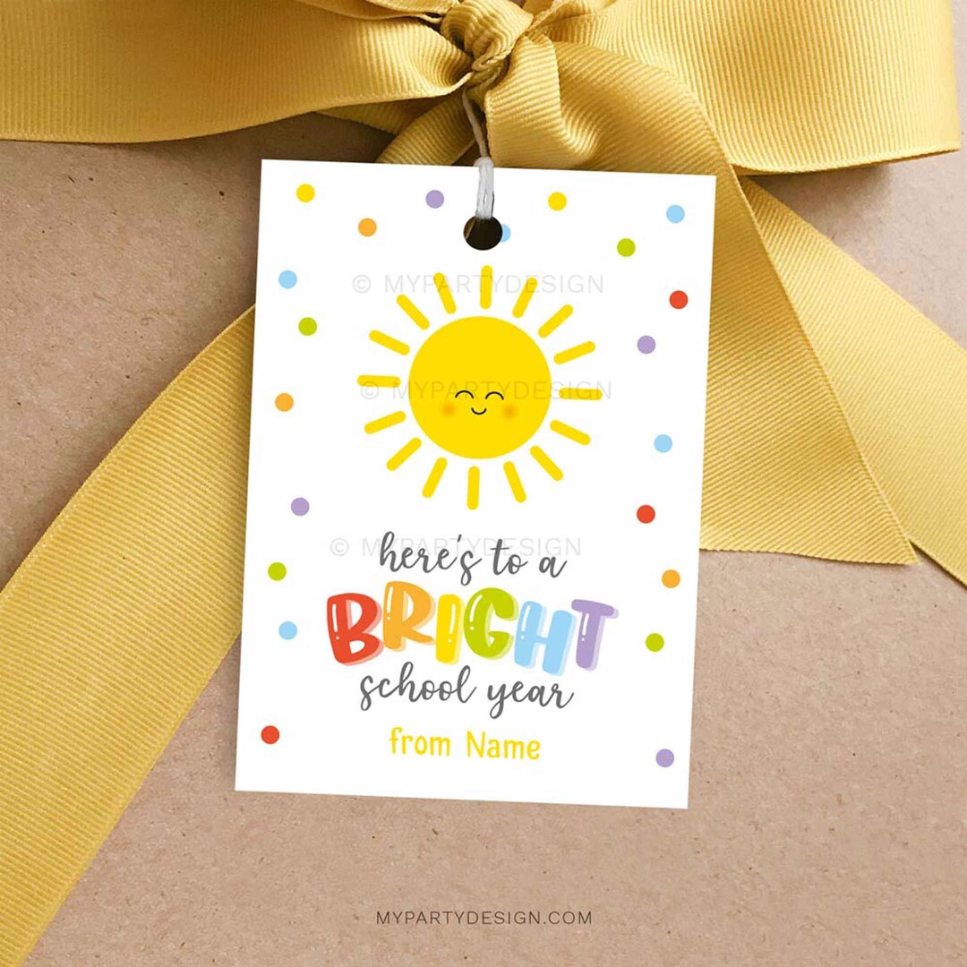 Here's to a Bright School Year Tag, Back to School Gift Label, First ...