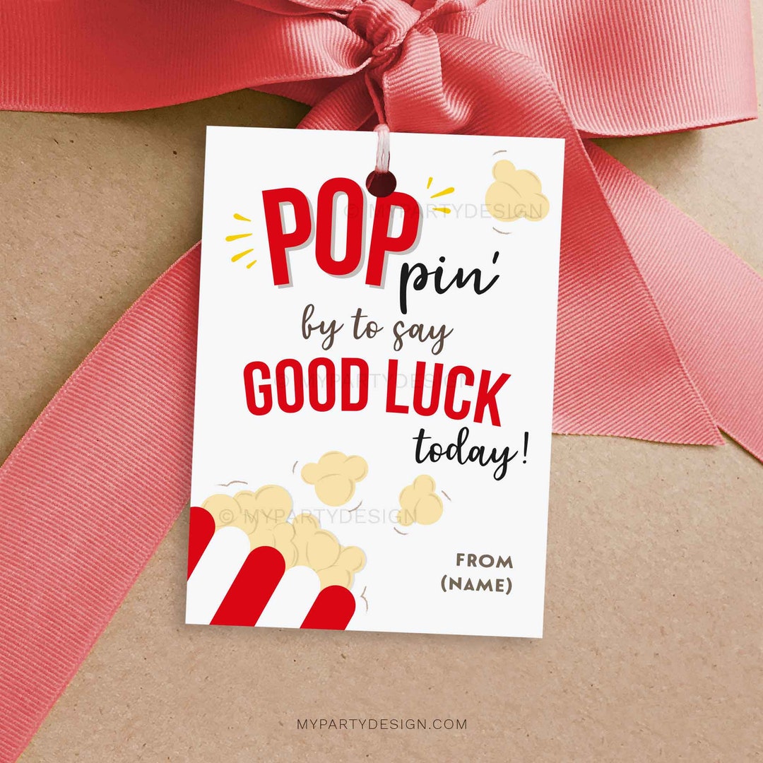 Poppin by Good Luck Tag, Popcorn Encouragement Gift for Cheer, Dance or ...