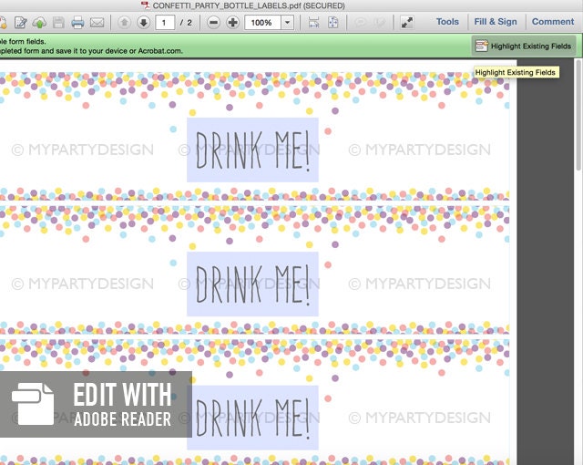 Confetti Party Bottle Labels Sprinkles Party decorations | Etsy