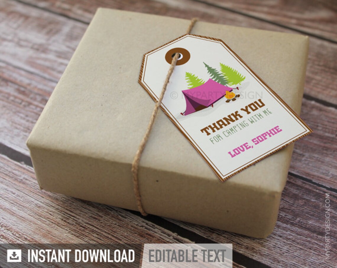 Camping Favor Tags Camp Party Decorations Thank You Tags | Etsy