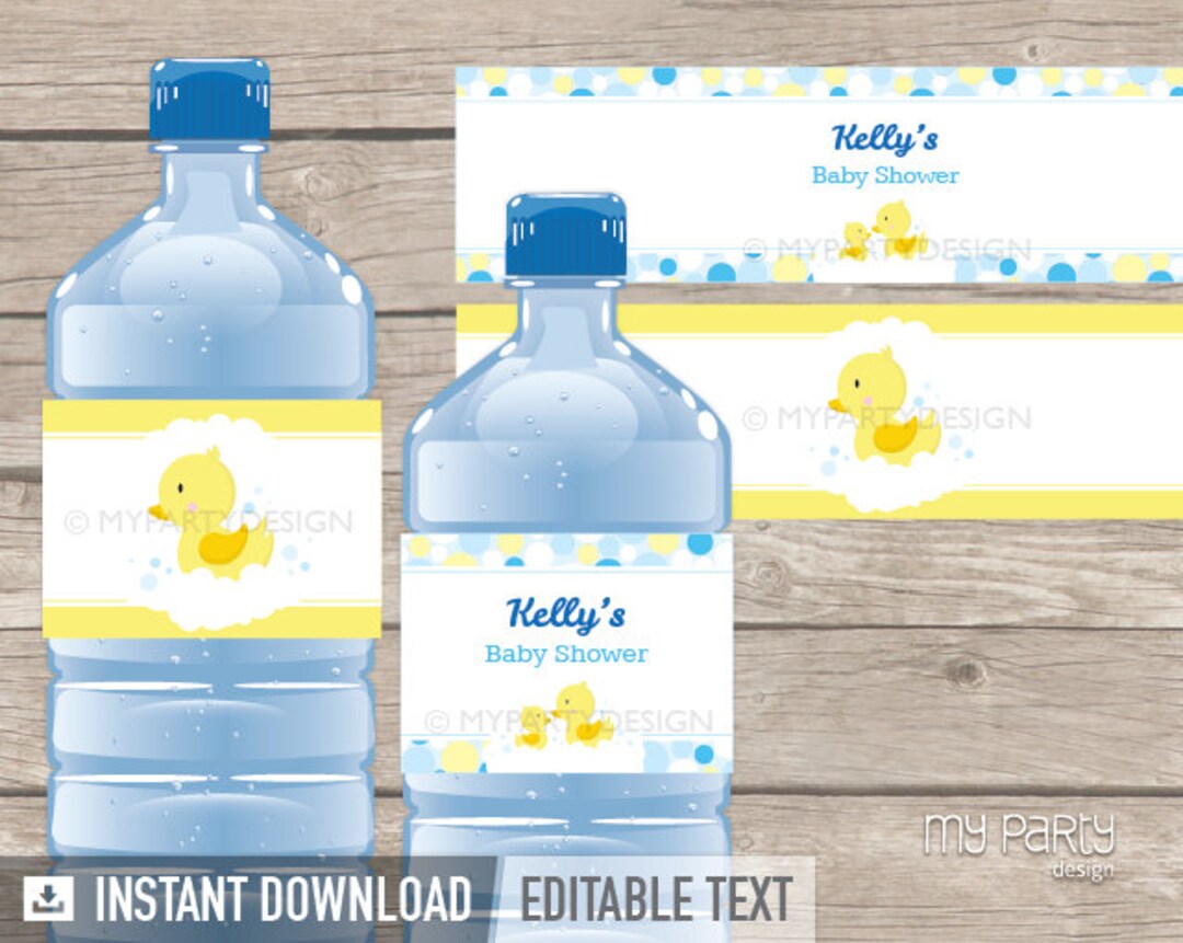 Rubber Duck Bottle Labels, Ducky Baby Shower, Gender Neutral Yellow ...