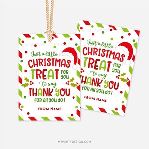 Christmas Treat to Say Thank You Gift Tag, Holiday Appreciation for ...