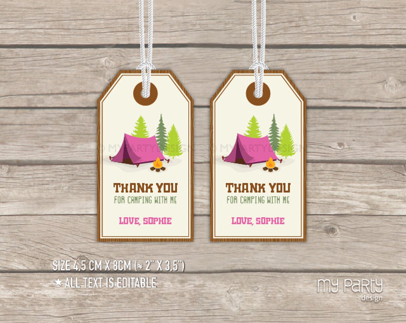 Camping Favor Tags Camp Party Decorations Thank You Tags | Etsy
