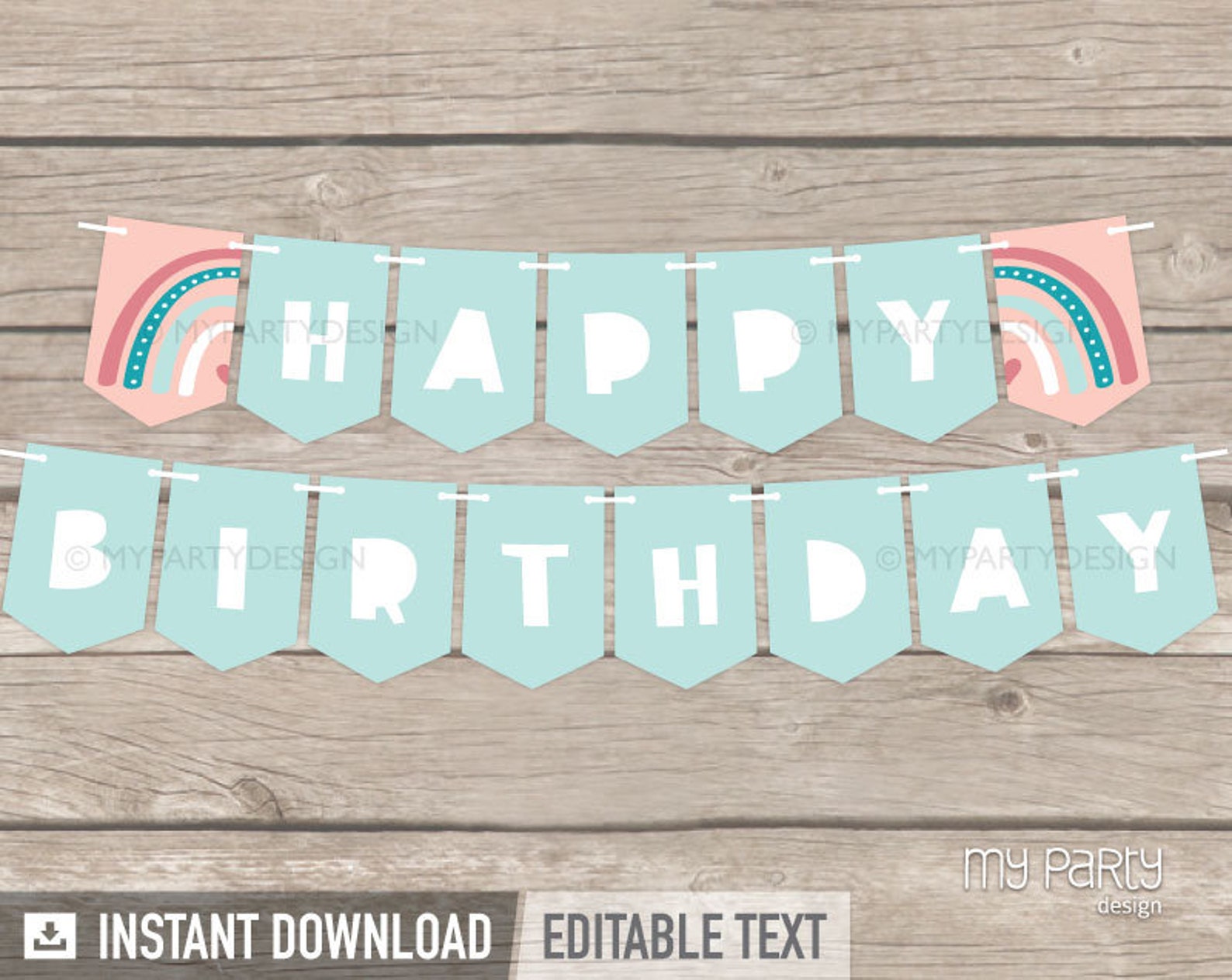 Boho Rainbow Birthday Banner Rainbow Party Bunting Boho | Etsy