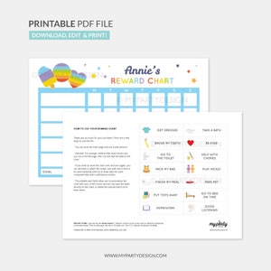 Pop Reward Chart for Kids, Pop Fidget Chore Chart, Editable Behavior ...