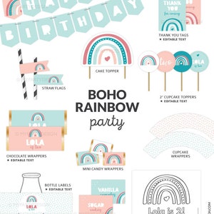 Boho Rainbow Birthday Decorations, Rainbow Party Pack, Boho Party Kit ...