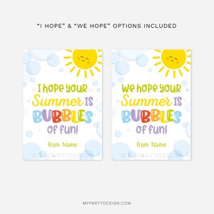 Bubbles of Fun Summer Gift Tag, End of School Year Bubble Wand Gift ...