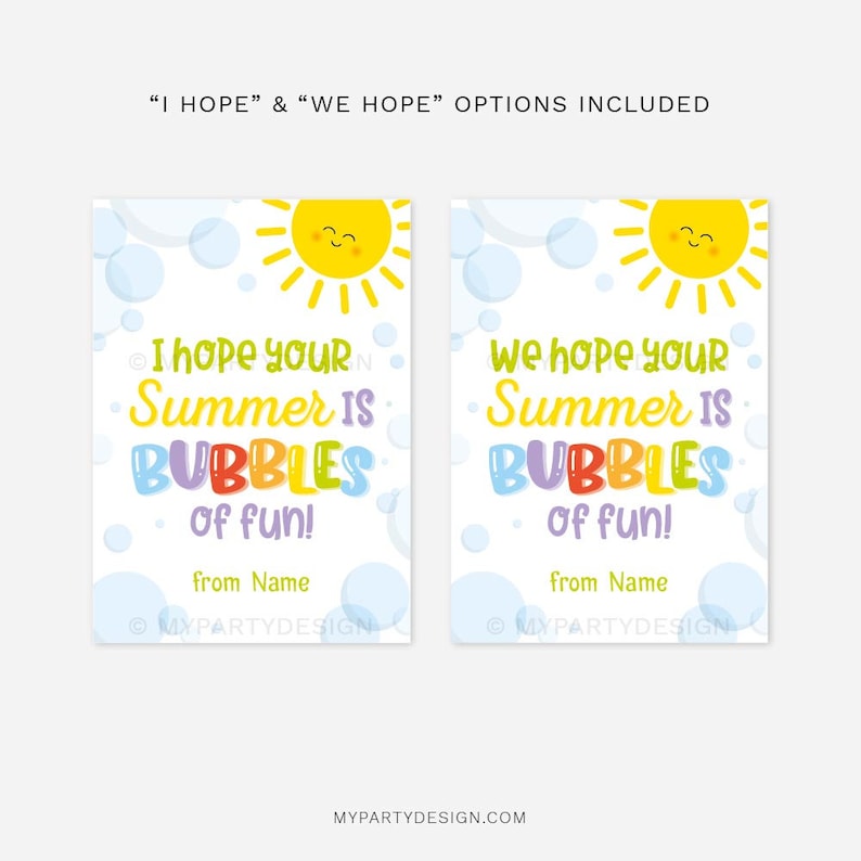 Bubbles of Fun Summer Gift Tag, End of School Year Bubble Wand Gift ...